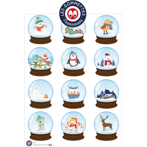 12 gommettes Boule à neige | Les gommettes françaises