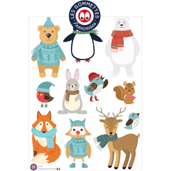 11 gommettes les animaux en hiver | Les gommettes françaises