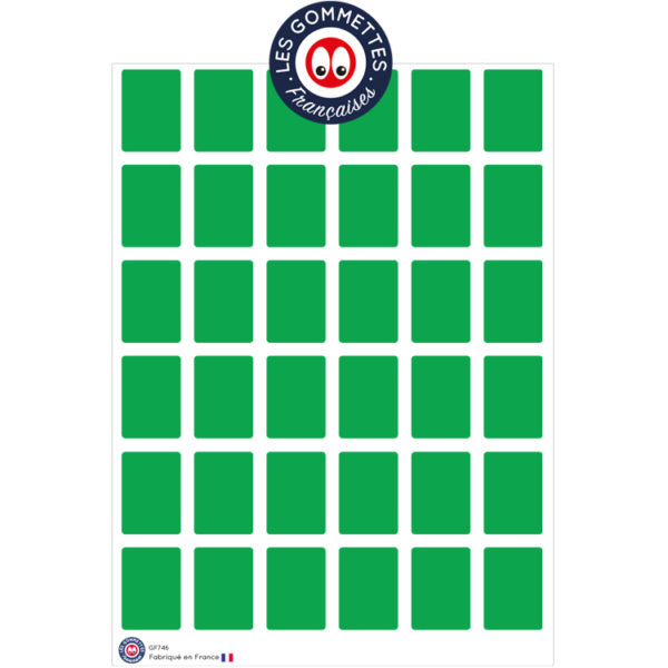 36 gommettes rectangles vert | Les gommettes françaises