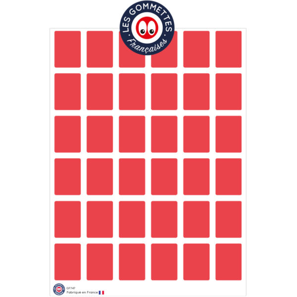 36 gommettes rectangles rouge | Les gommettes françaises