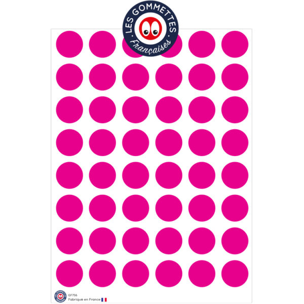 48 gommettes ronde rose Ø 2cm | Les gommettes françaises