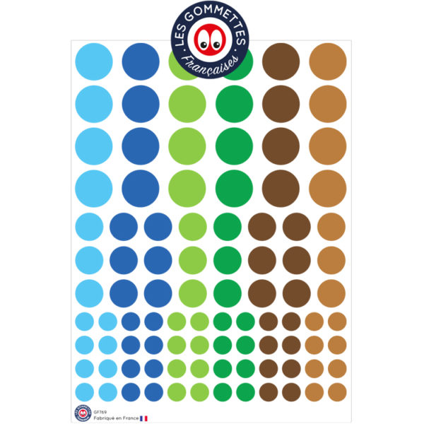 96 gommettes rondes couleurs froides | Les gommettes françaises