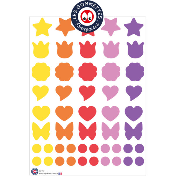 50 gommettes fantaisies multicolores couleurs chaudes | Les gommettes ...