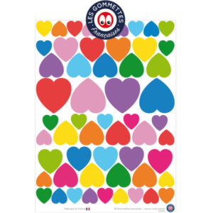 55 Gommettes Coeurs multicolores | Les gommettes françaises