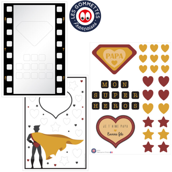 Kit carte de Fête des pères Super Héros en gommettes | Les gommettes ...