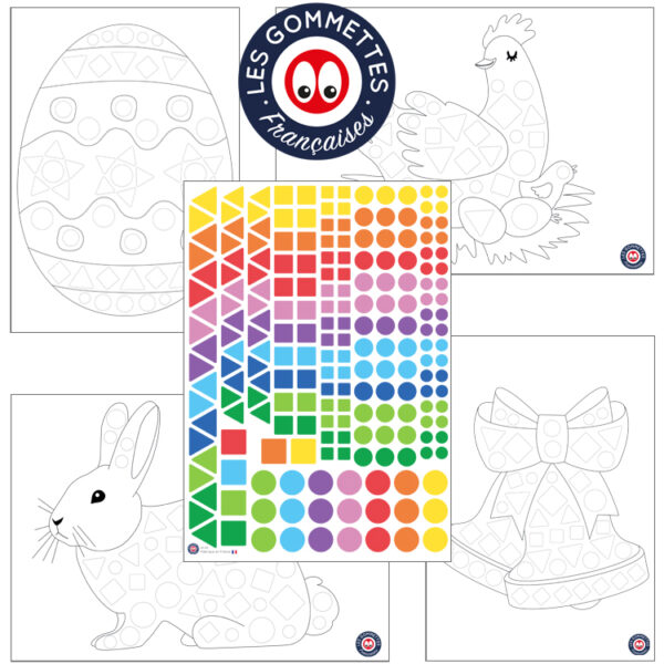 207 gommettes géométriques + 4 dessins à gommettes Pâques à décorer et ...
