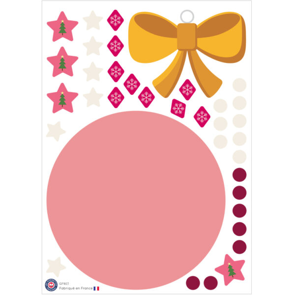 Boule de Noël rose à assembler et à décorer | Les gommettes françaises
