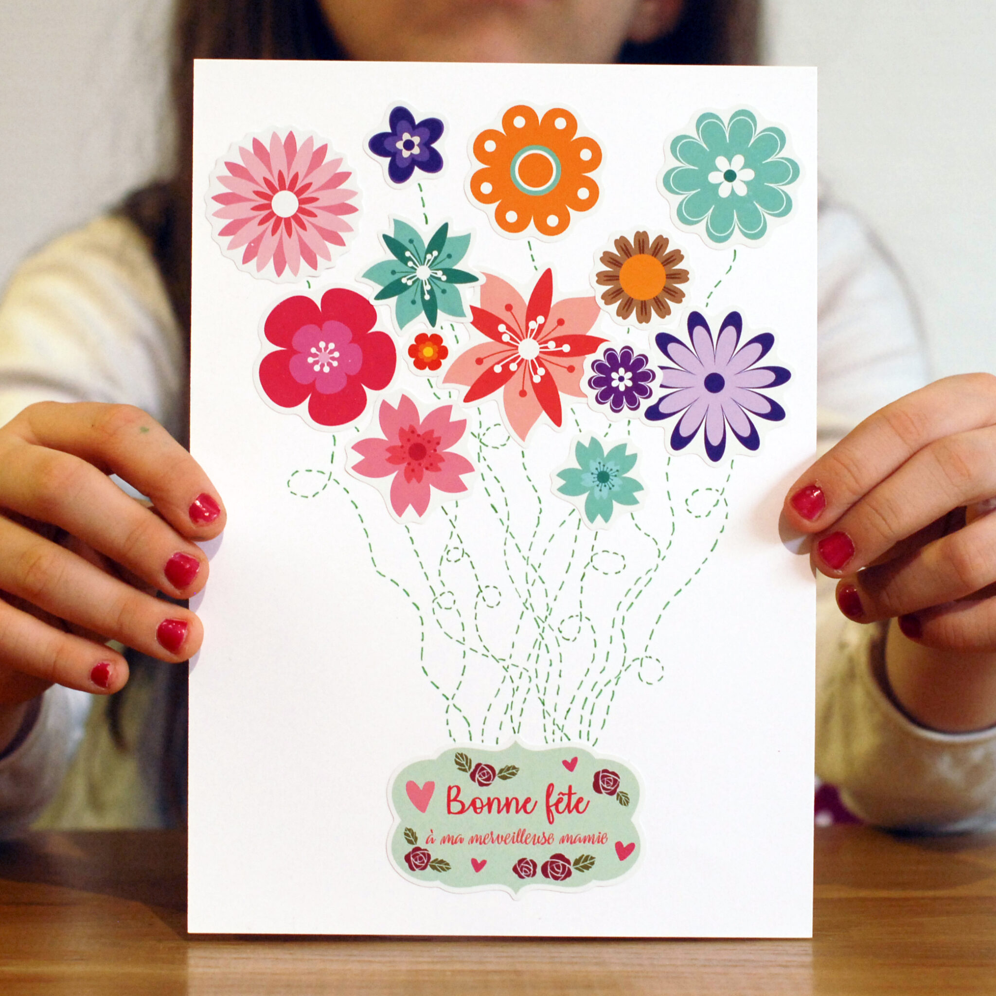 Bouquet de fleurs en gommettes pour les Mamies | Les gommettes françaises