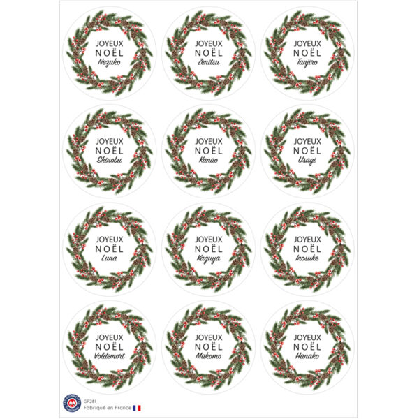 12 stickers Joyeux Noël à personnaliser | Les gommettes françaises